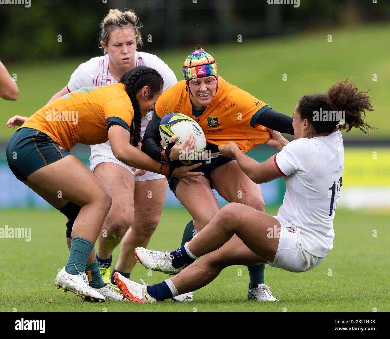 England's Tatyana Heard tackles Australia's Sharni Williams during the ...