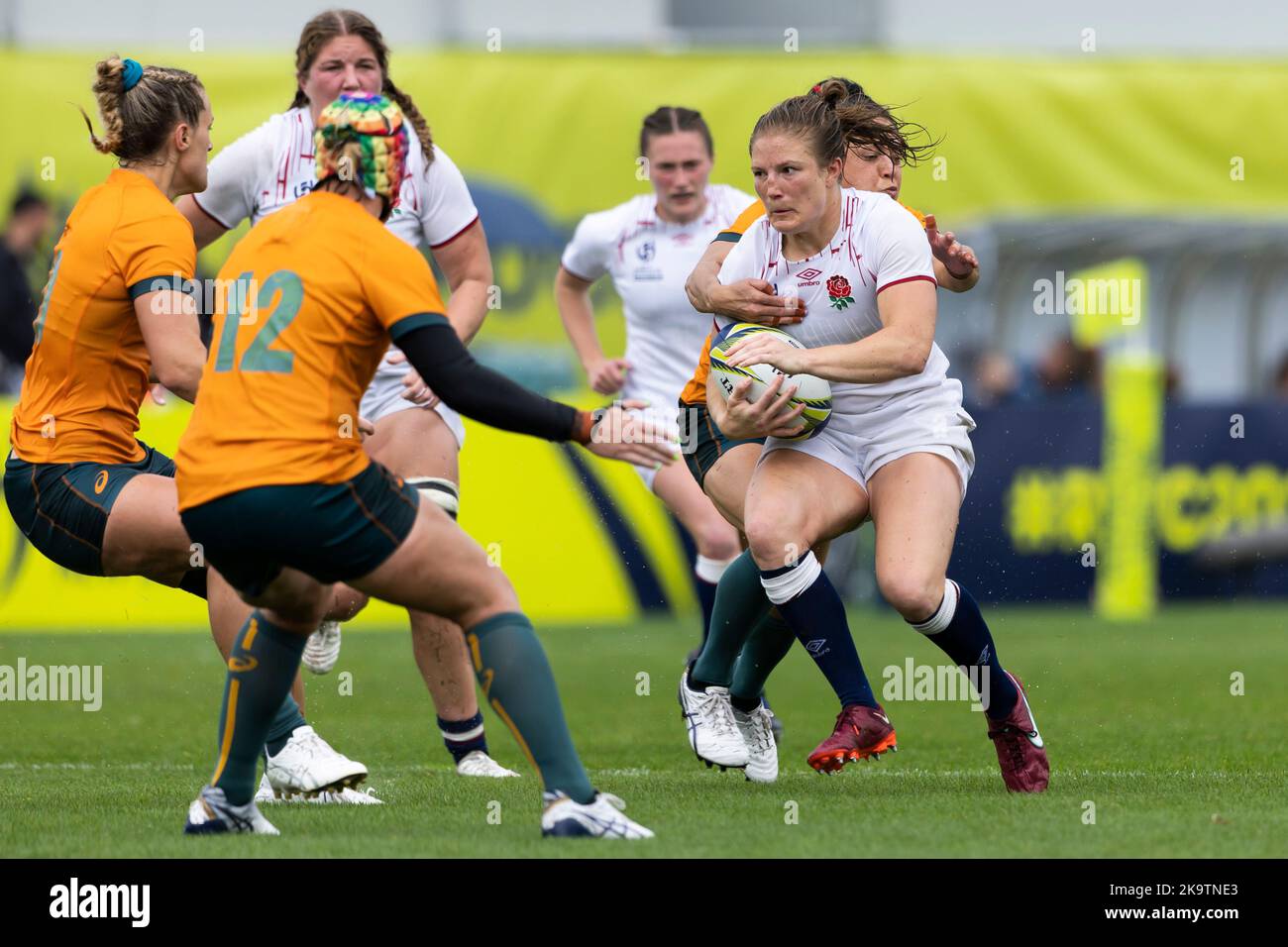 England's Lydia Thompson during the Women's Rugby World Cup Quarter ...