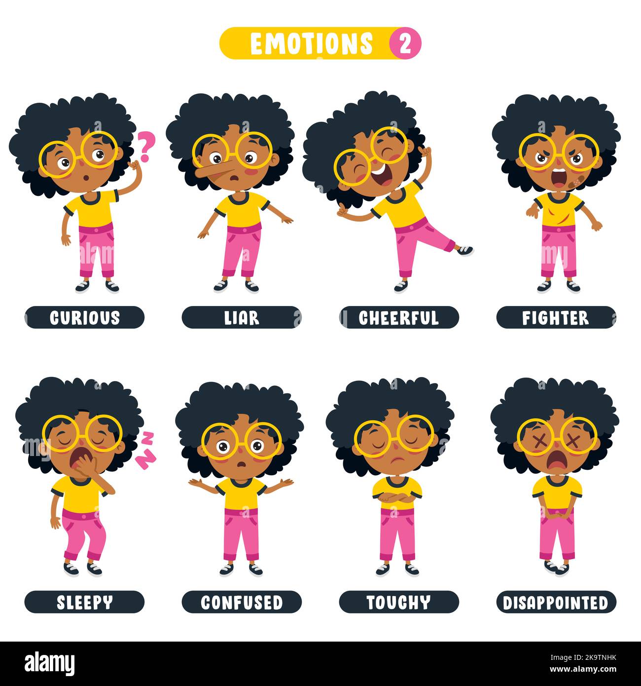 Little Kid With Different Emotions Stock Vector Image & Art - Alamy