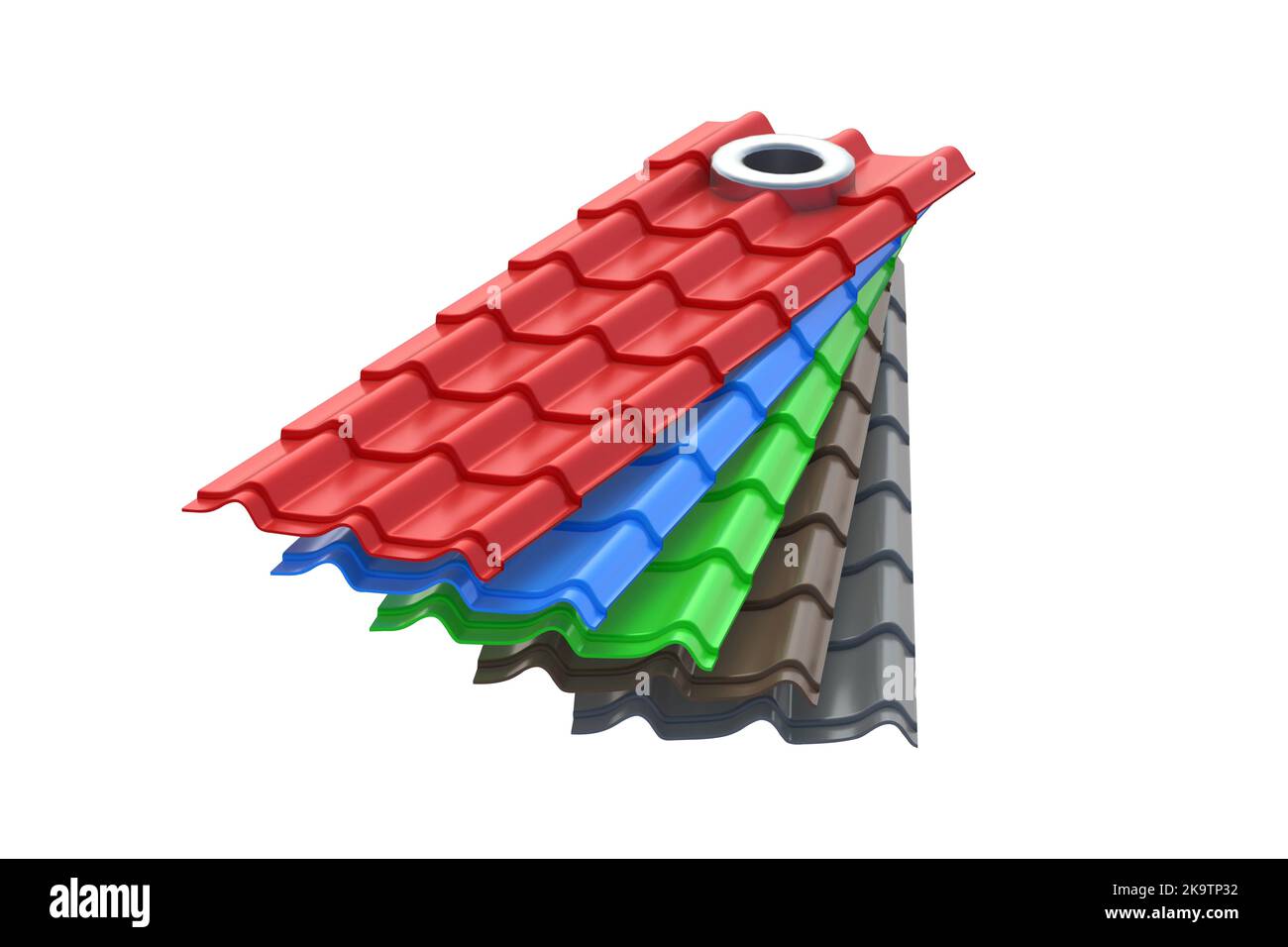 Color sampler of metal roof tile. Contemporary roofing system. Building ...