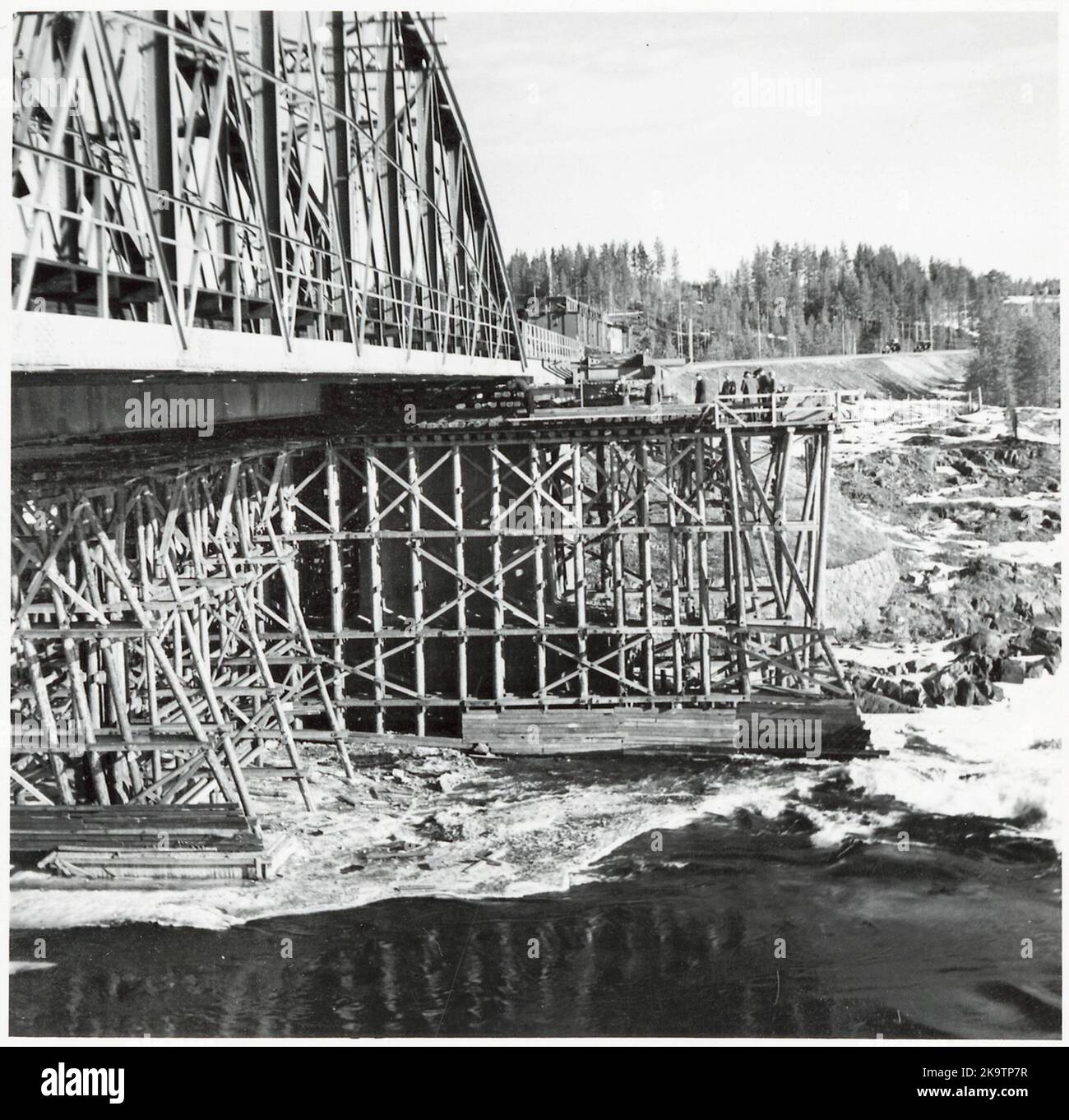 A new bridge is being built across the Skellefte River on the line ...