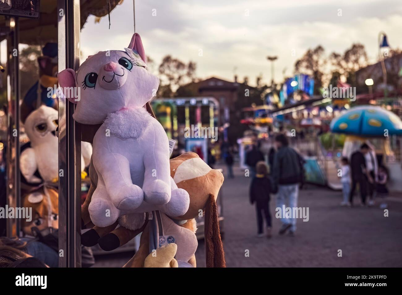 Rovigo, Italy 25 October 2022: Detail of Peluches at the funfair ...