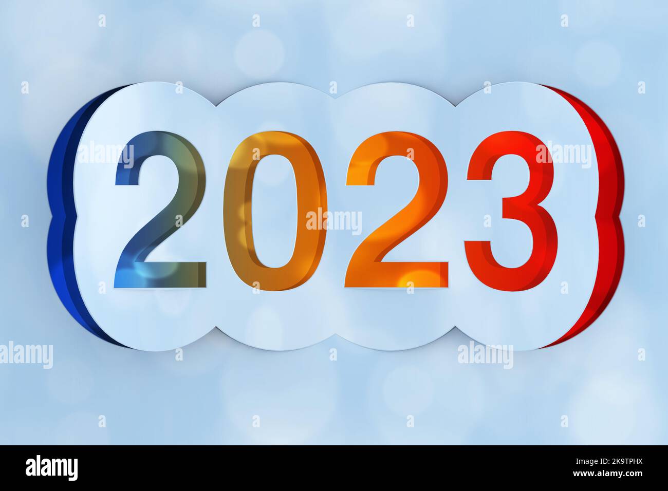 2023 Happy New Year Sign Cut from Paper on a blue background. 3d ...