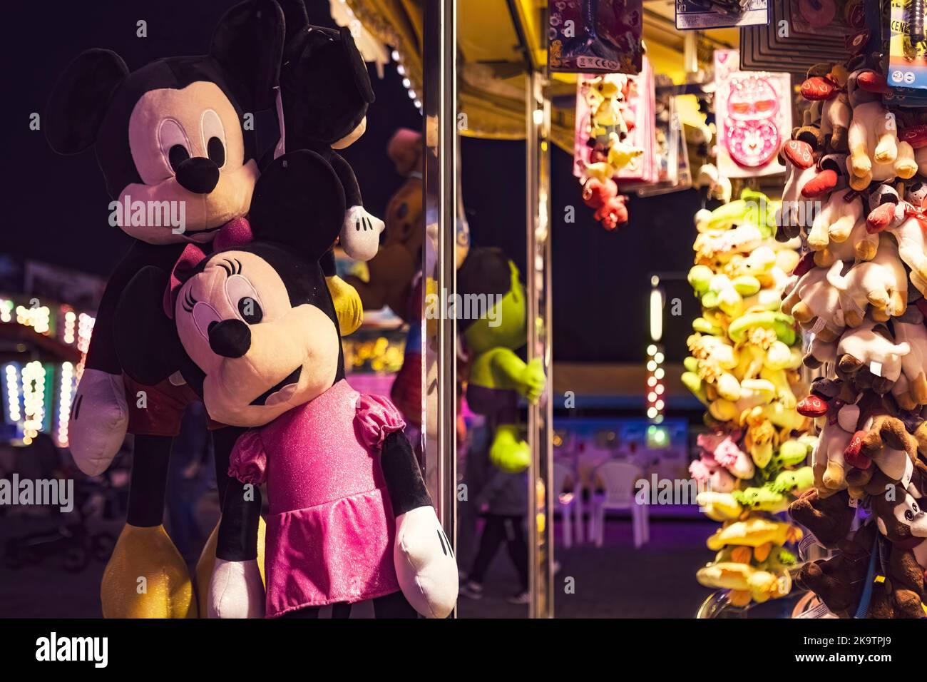 Rovigo, Italy 25 October 2022: Detail of Peluches at the funfair ...