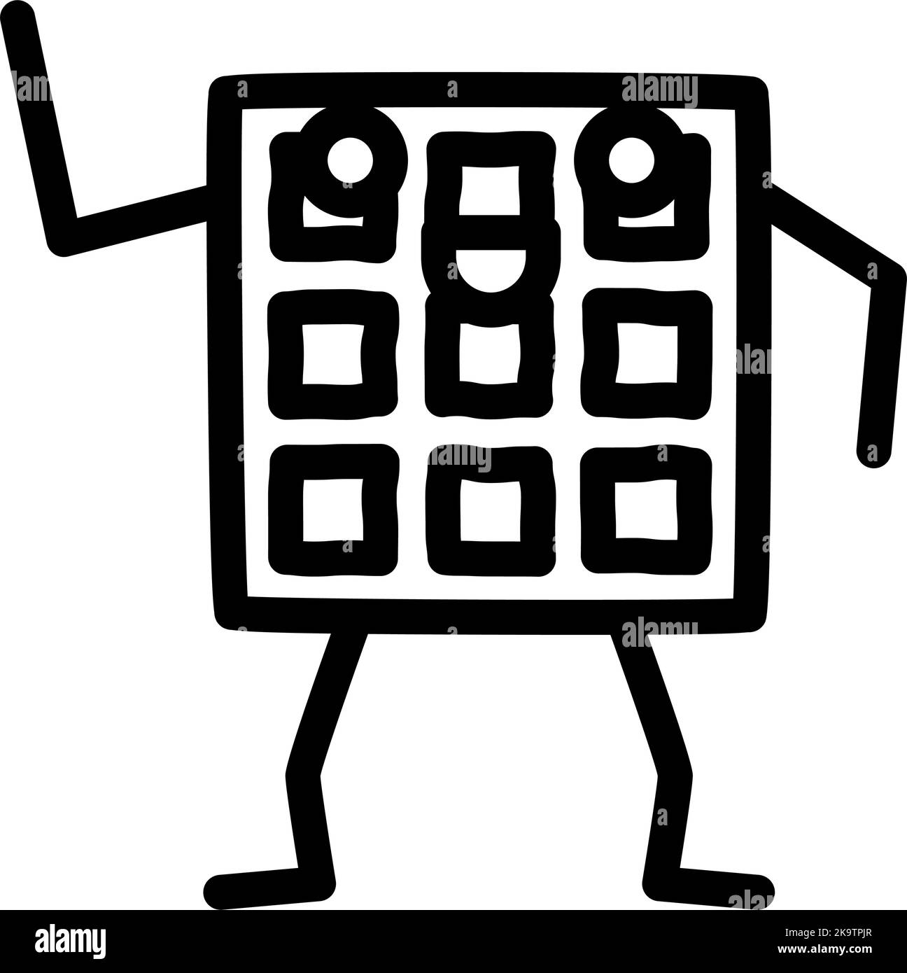 waffle dessert character line icon vector illustration Stock Vector ...