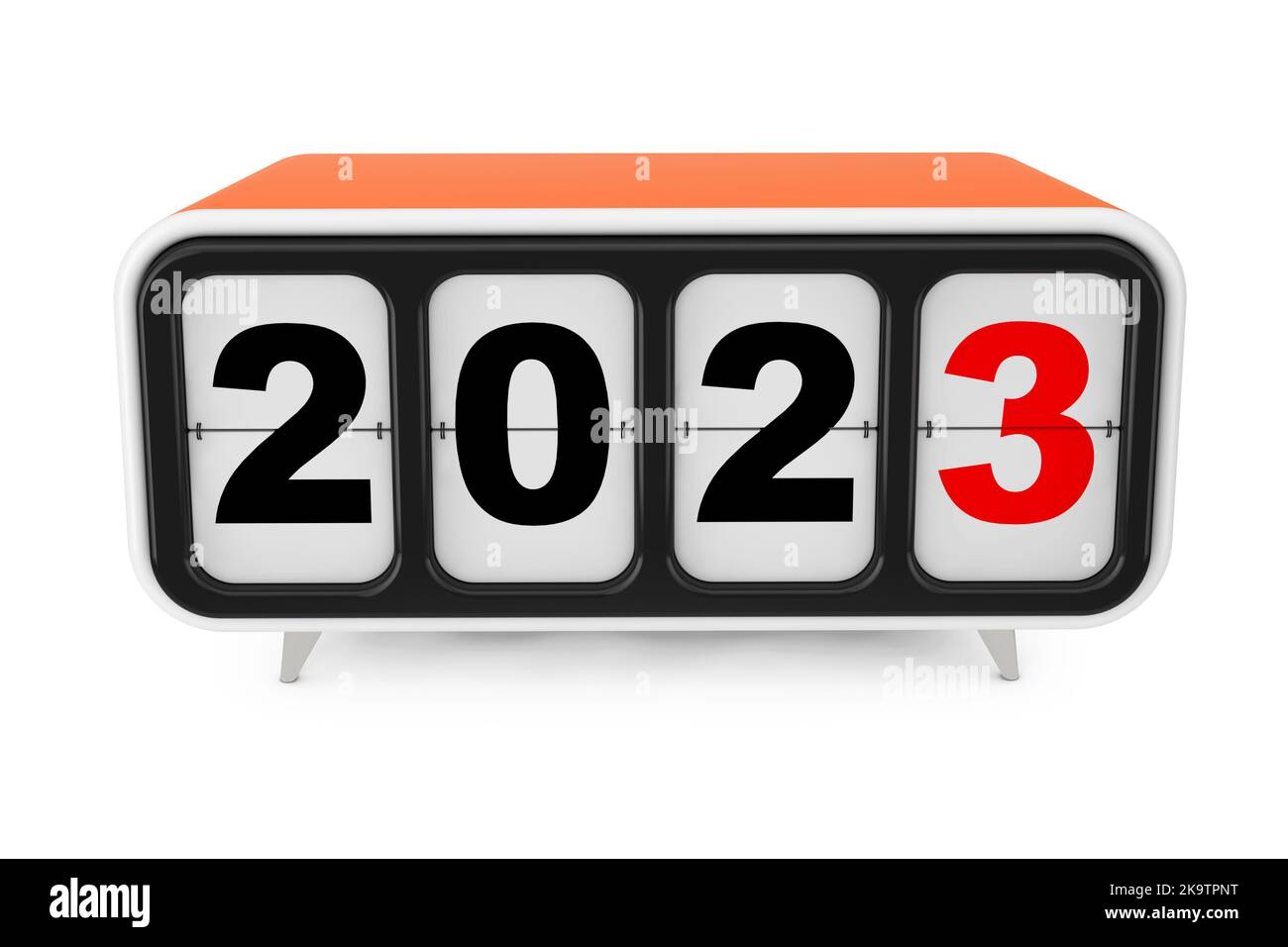 Retro Flip Clock with 2023 New year Sign on a white background. 3d ...