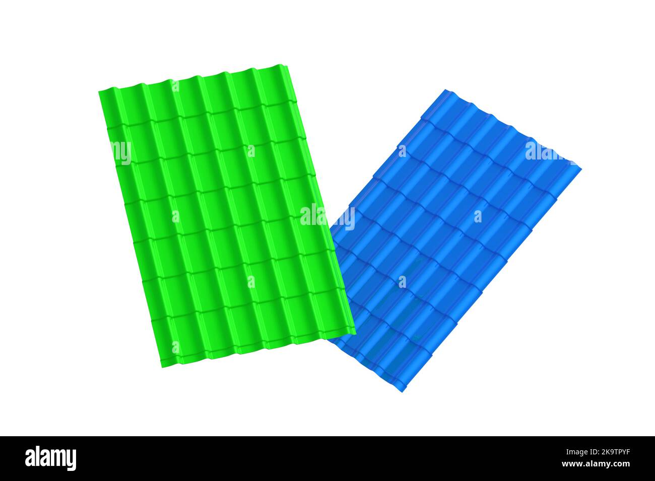 Metal roof tile isolated on white background. 3d render Stock Photo - Alamy