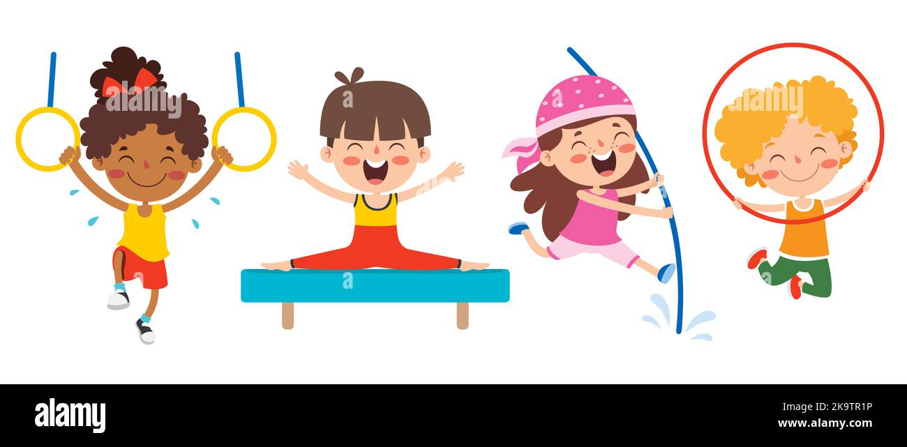 Happy Kids Making Various Sports Stock Vector Image & Art - Alamy