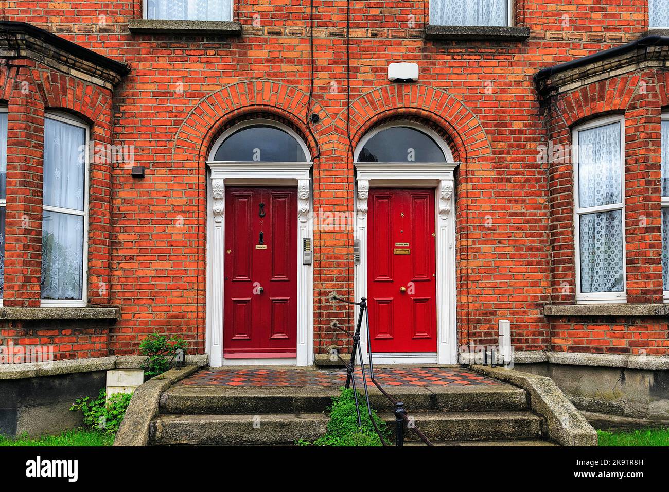 Typical terraced houses, two red doors, Dublin, Ireland Stock Photo - Alamy
