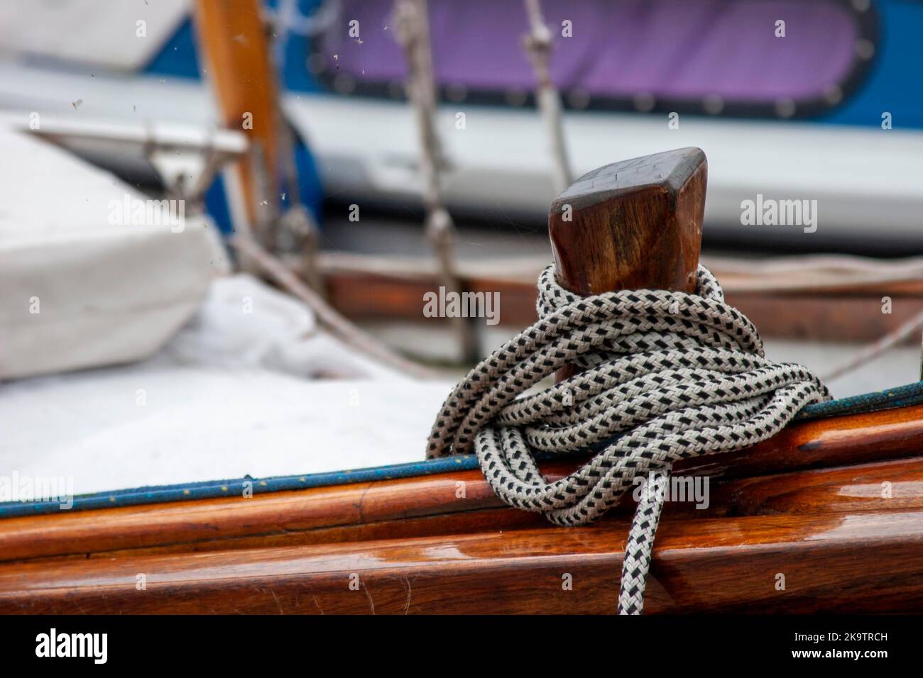 Boat bollard, mooring line, Turkey Stock Photo - Alamy