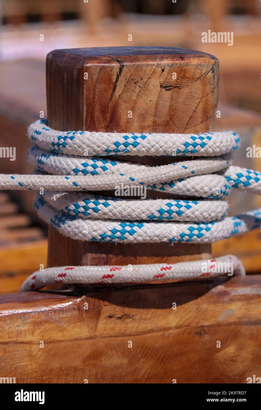 Boat bollard, mooring line, Turkey Stock Photo - Alamy