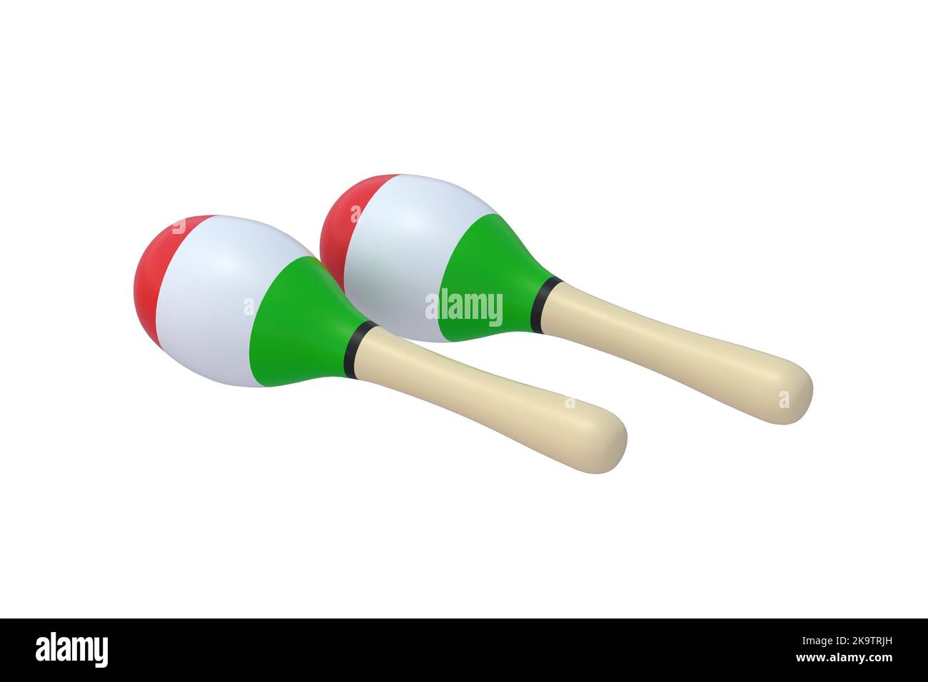 Pair of mexican maracas isolated on white background. 3d render Stock ...