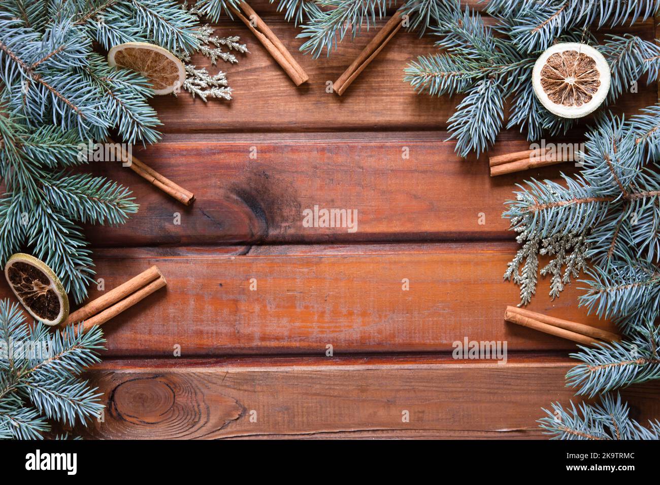 Christmas background with fir tree and decoration Stock Photo - Alamy
