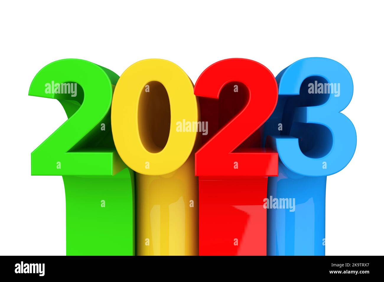 Abstract New 2023 Year Sign on a white background. 3d Rendering Stock ...