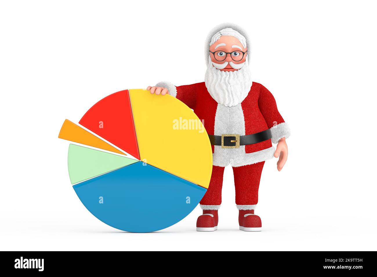 Cartoon Cheerful Santa Claus Granpa with Info Graphics Business Pie ...