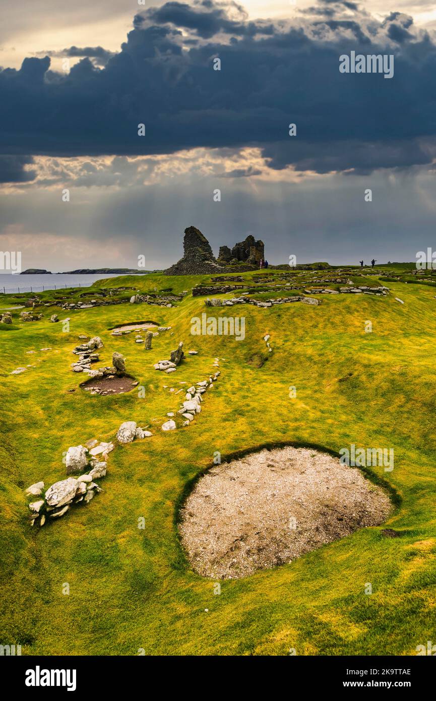 Jarlshof prehistoric archaeological site, Shetland islands, United ...