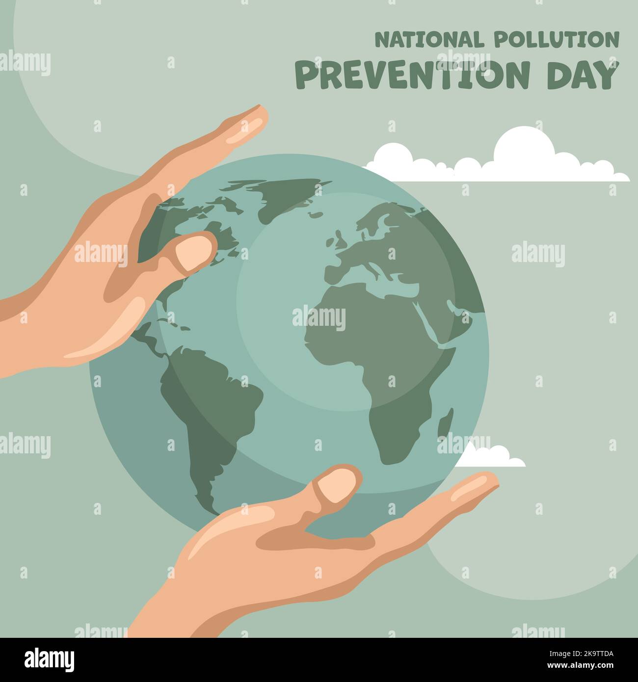 Planet design held by two hands and national pollution prevention day ...