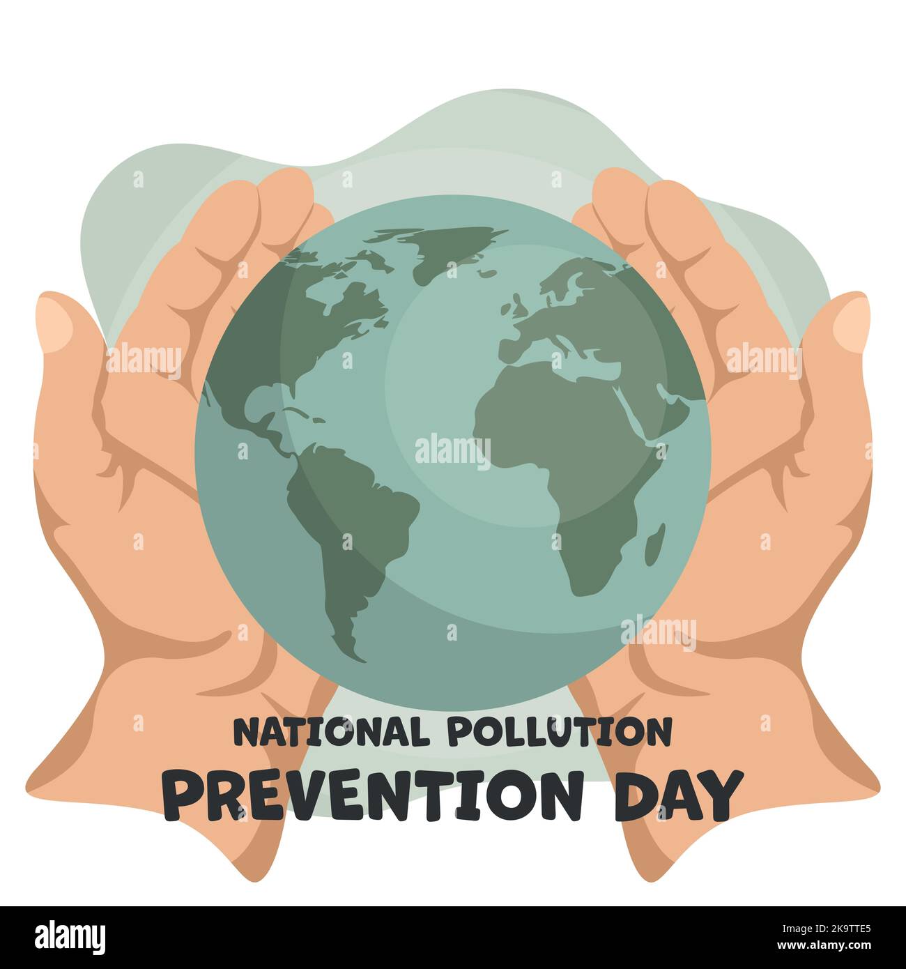 National pollution prevention day with open hands holding the planet earth. Poster to raise ...