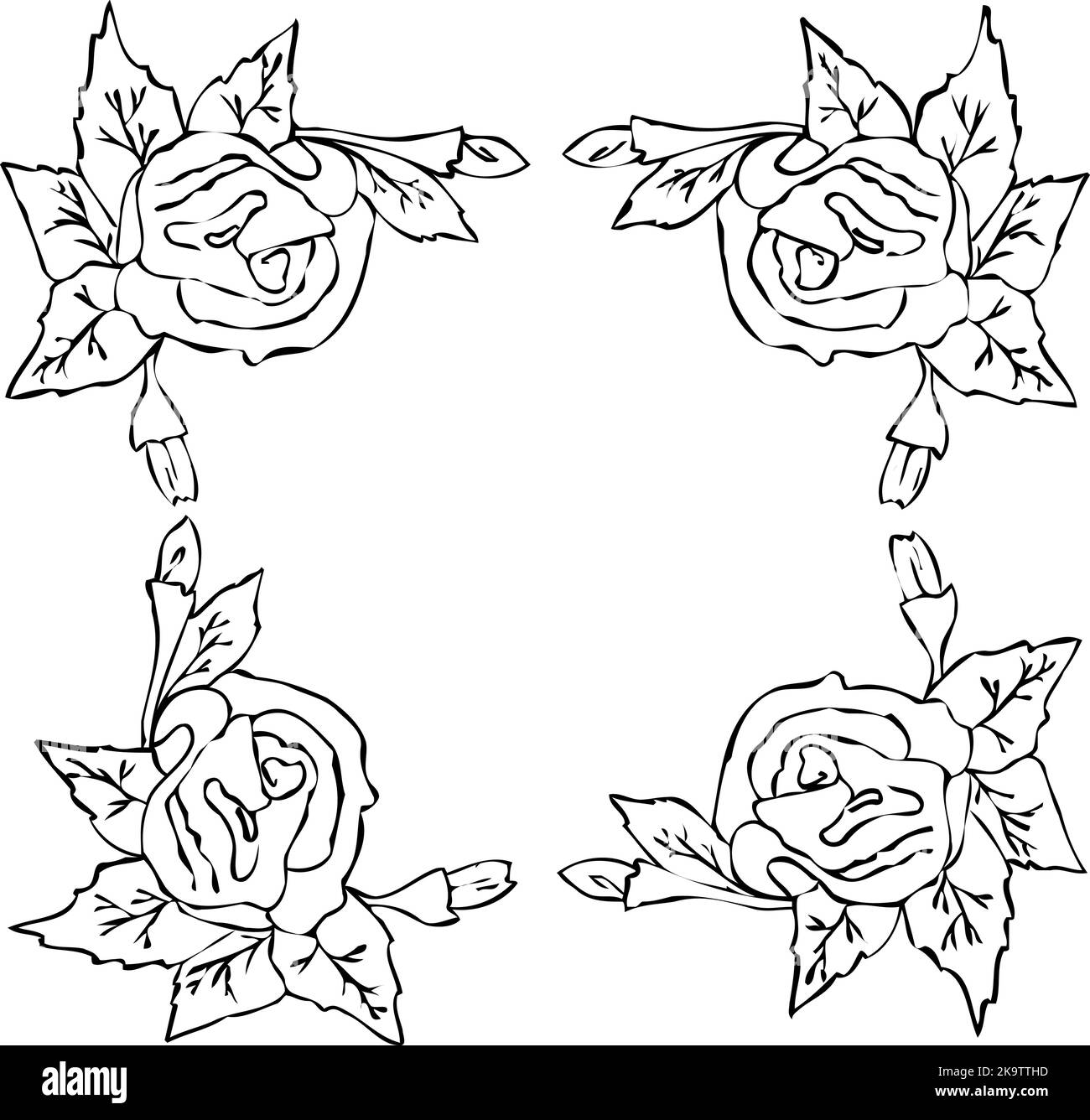 Black and white vector illustration. Vintage frame with curly ...