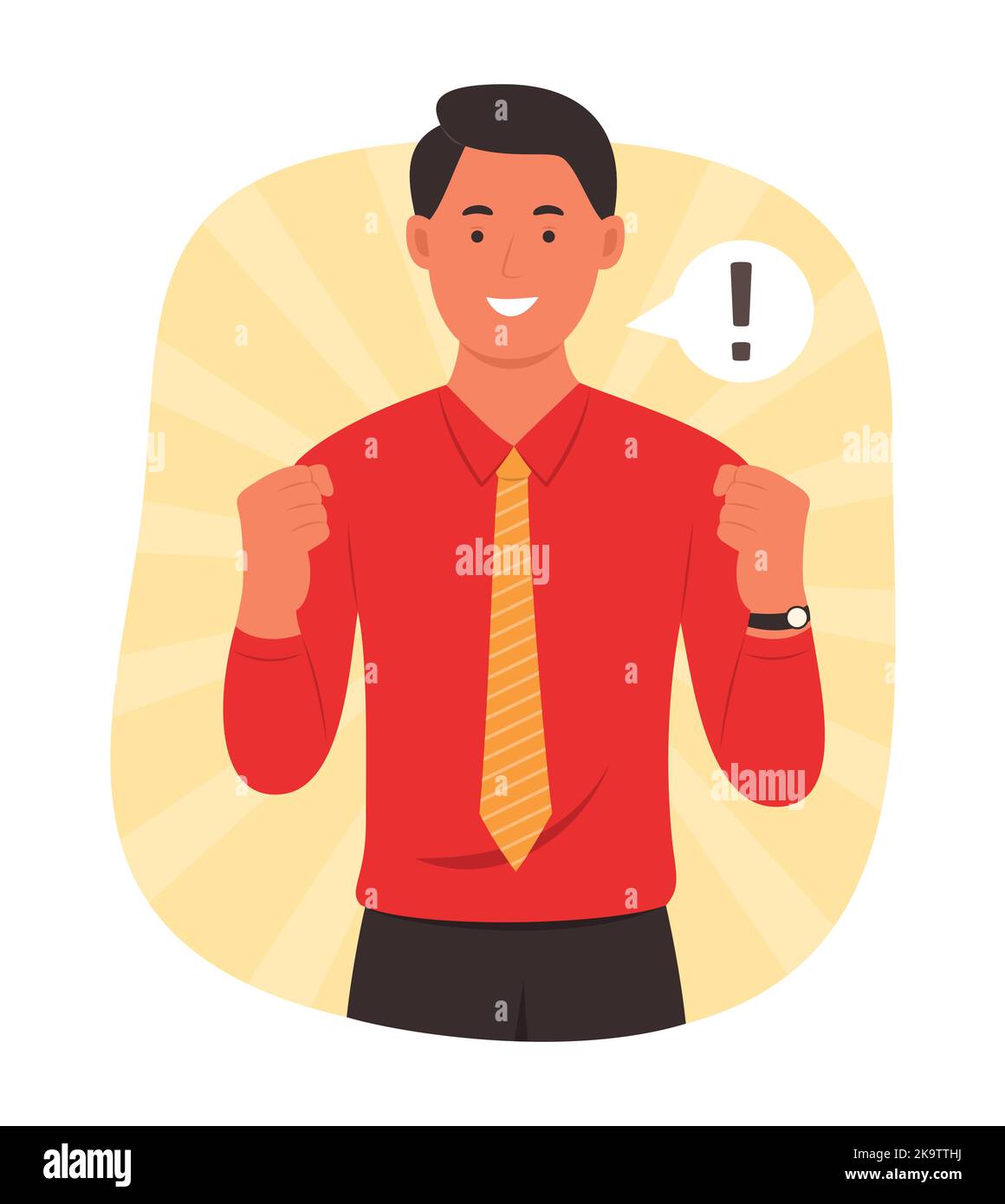 Young Businessman Cheering Up Illustration Stock Vector Image & Art - Alamy