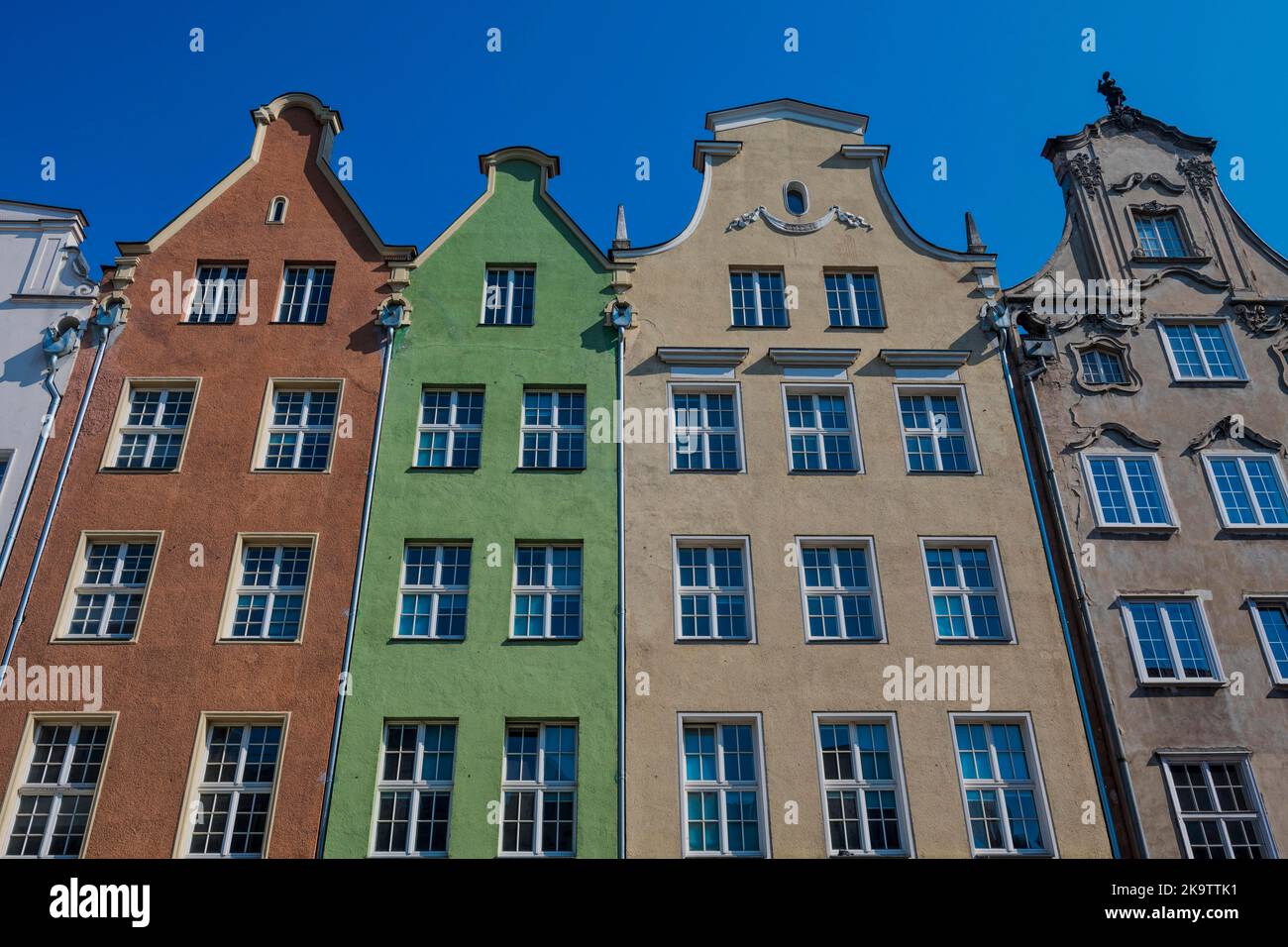 Hanseatic league houses in the pedestrian zone of Gdansk. Poland Stock ...