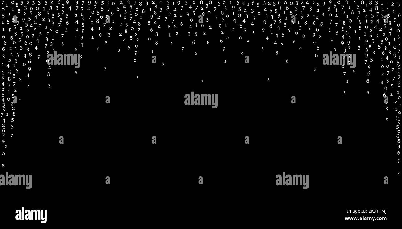 Falling numbers, big data concept. Binary white orderly flying digits ...