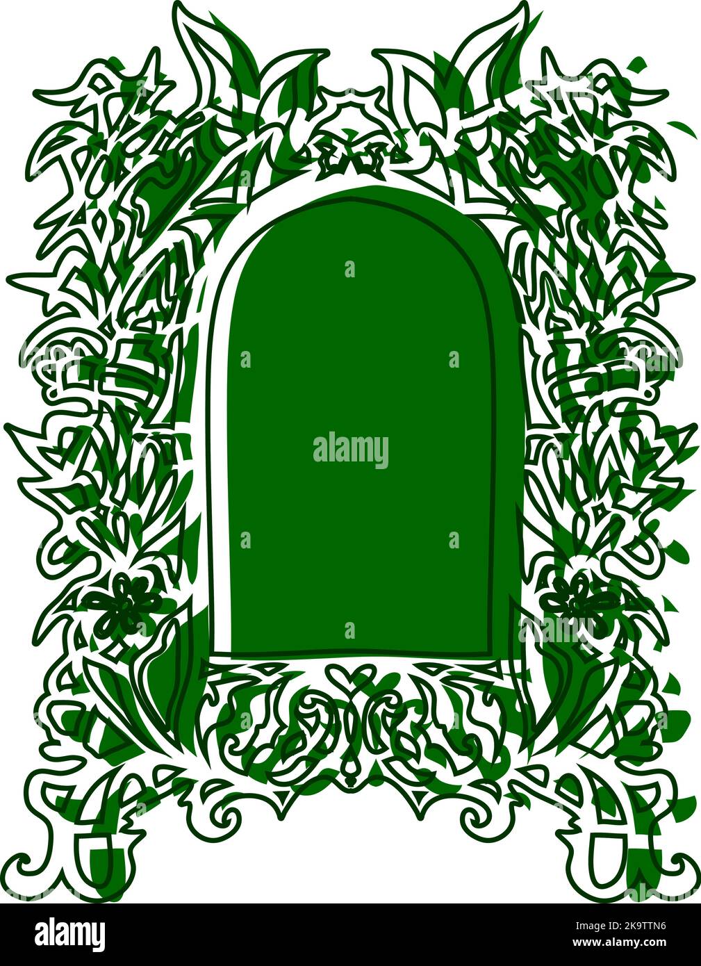 Hand drawn vector illustration. Vintage frame with curly decorative ...