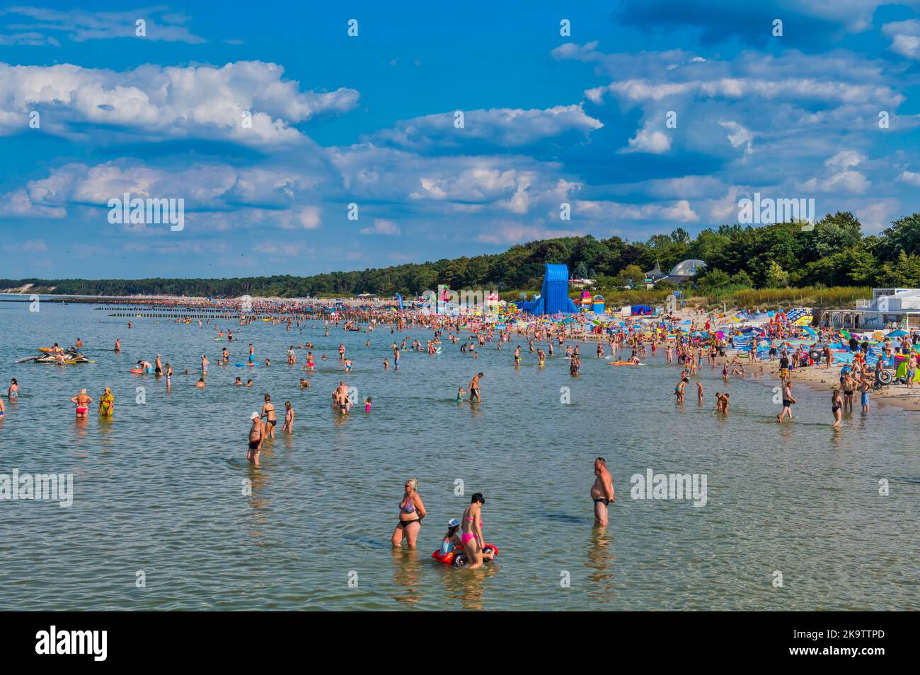 Busy beach in Ustka, Baltic sea, Poland Stock Photo - Alamy