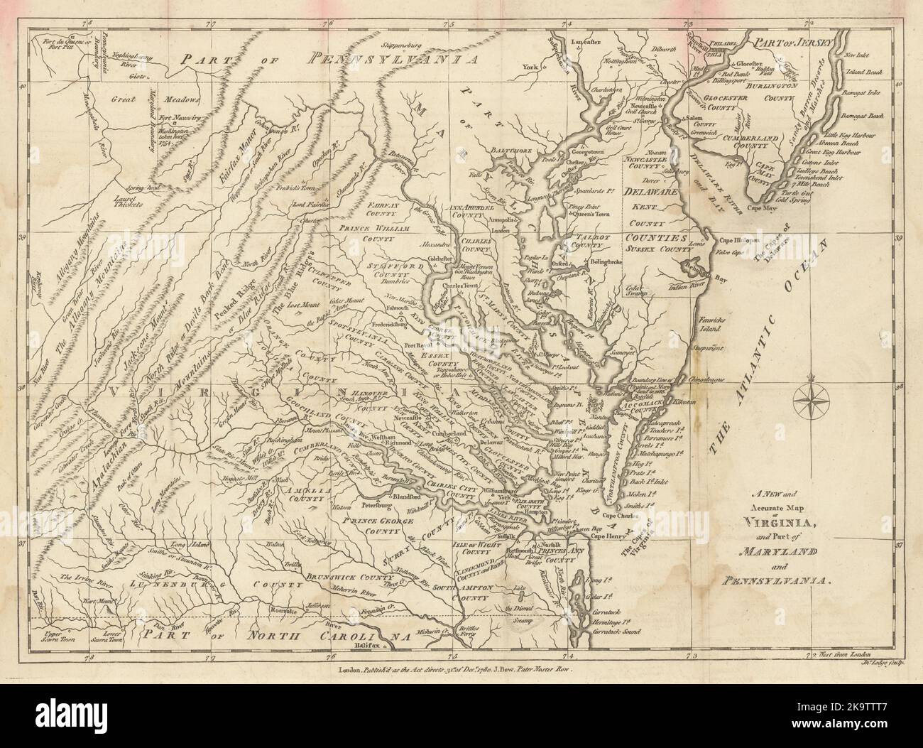 A New & Accurate Map of Virginia, part of Maryland & Pennsylvania LODGE ...