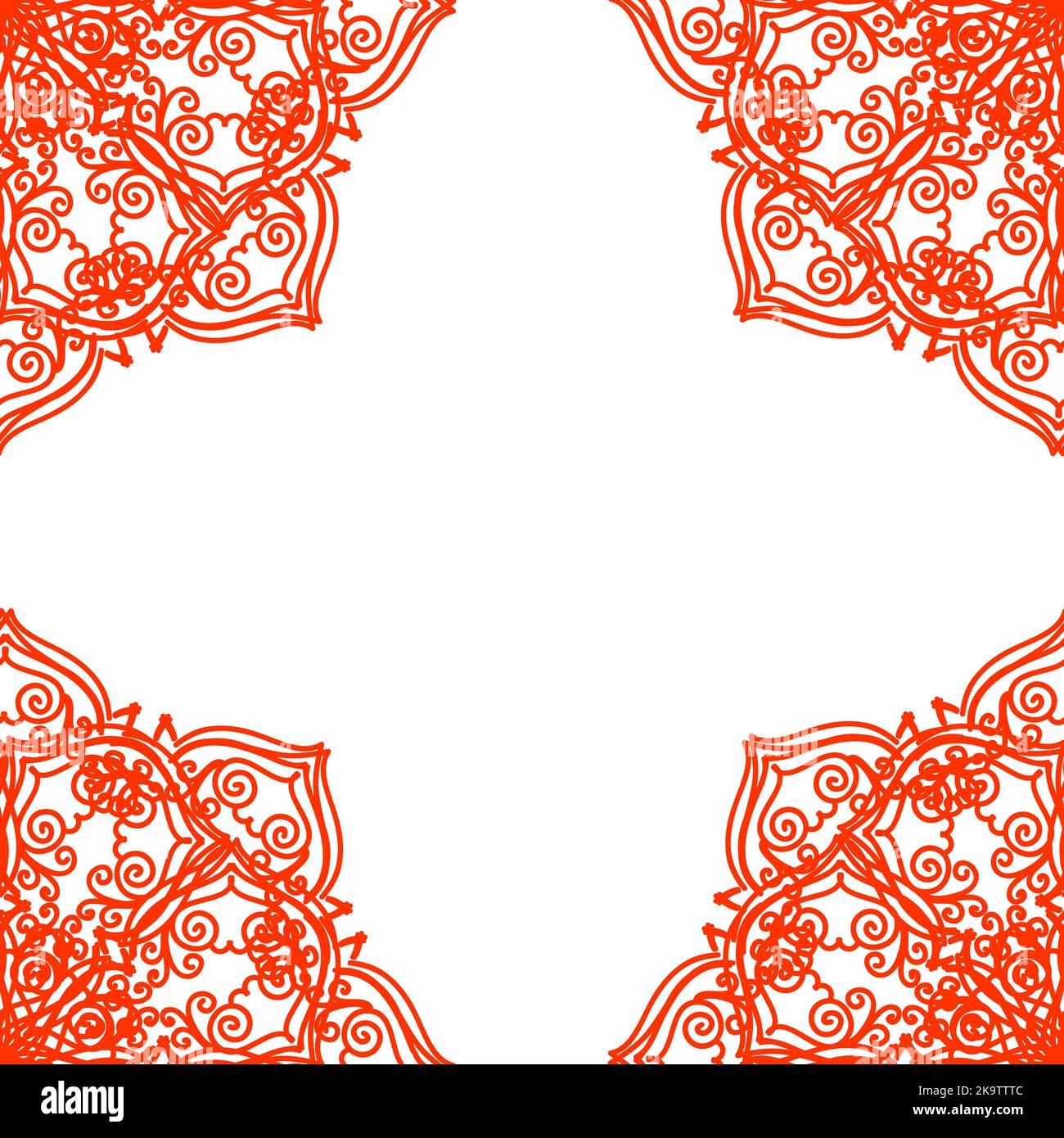 Hand drawn vector illustration. Vintage frame with curly decorative ...