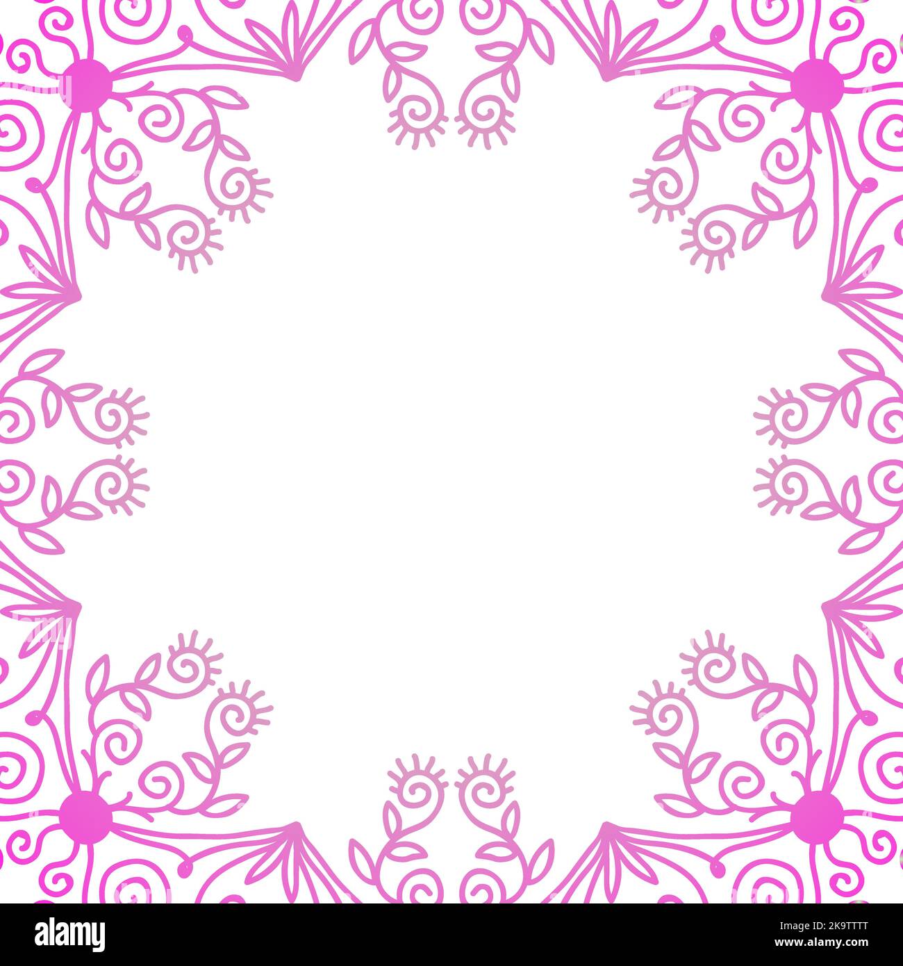 Hand drawn vector illustration. Vintage frame with curly decorative ...