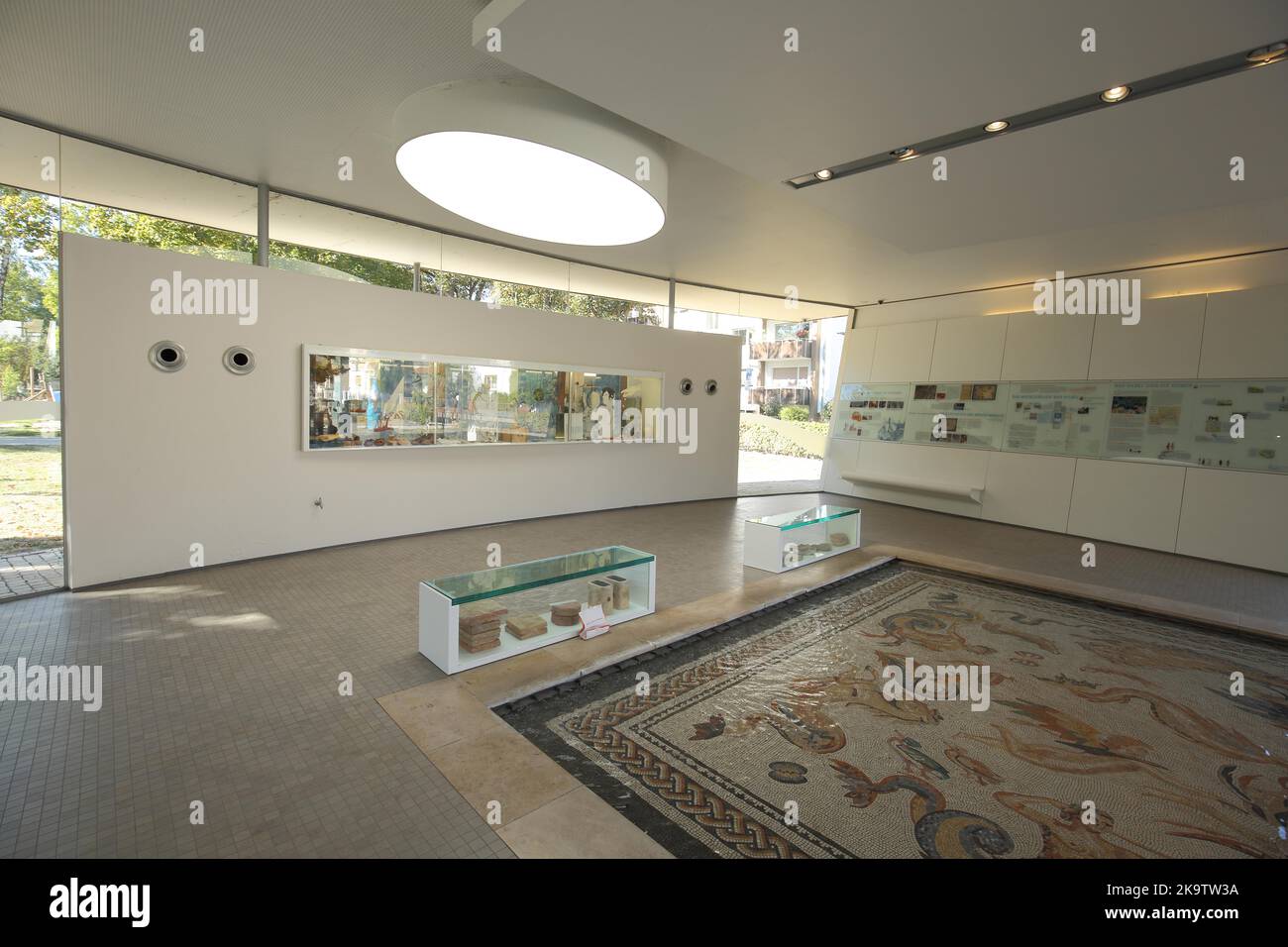 Roman mosaic in the spa gardens, museum, Bad Vilbel, Wetterau, Hesse ...