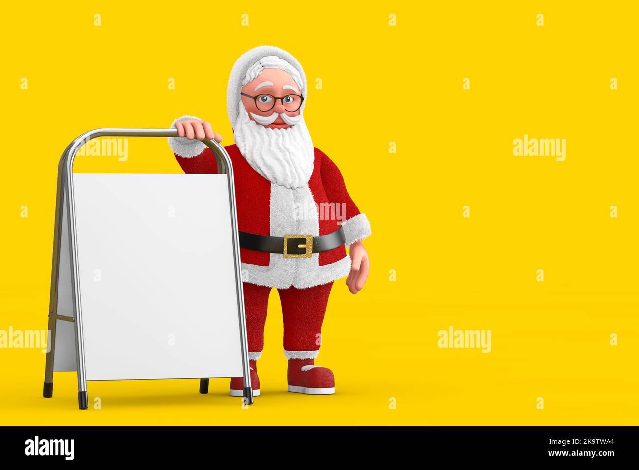 Cartoon Cheerful Santa Claus Granpa with White Blank Advertising ...