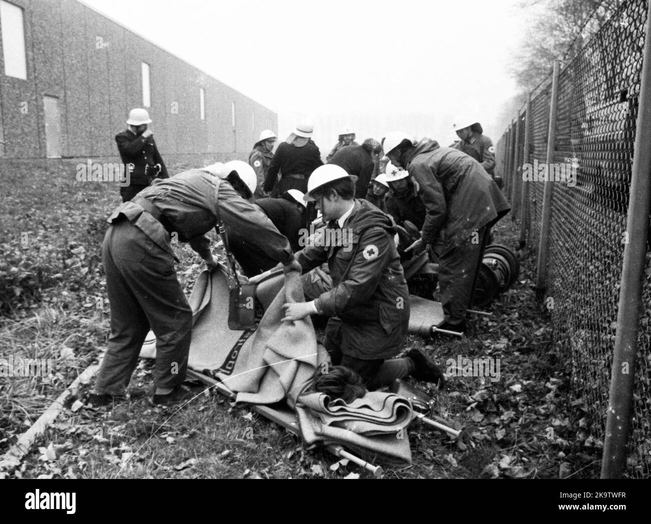 An emergency exercise of the fire brigade, the civil protection and the ...