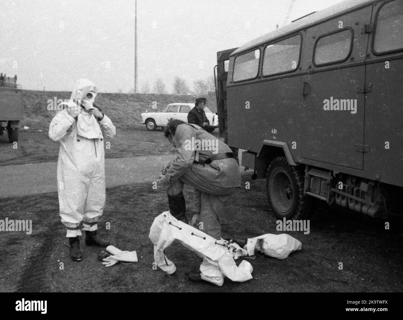 An emergency exercise of the fire brigade, the civil protection and the ...