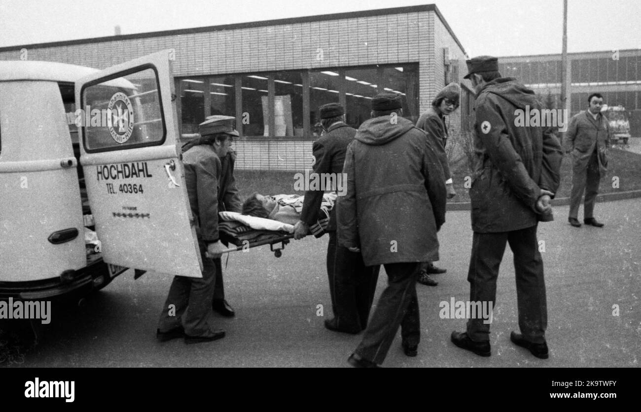 An emergency exercise of the fire brigade, the civil protection and the ...