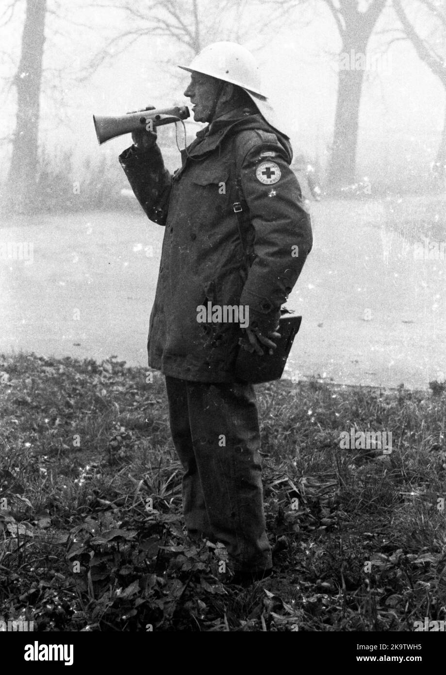 Fire road accident exercise Black and White Stock Photos & Images - Alamy