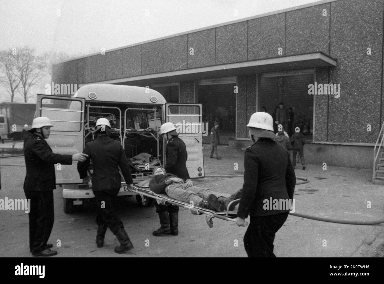An emergency exercise of the fire brigade, the civil protection and the ...