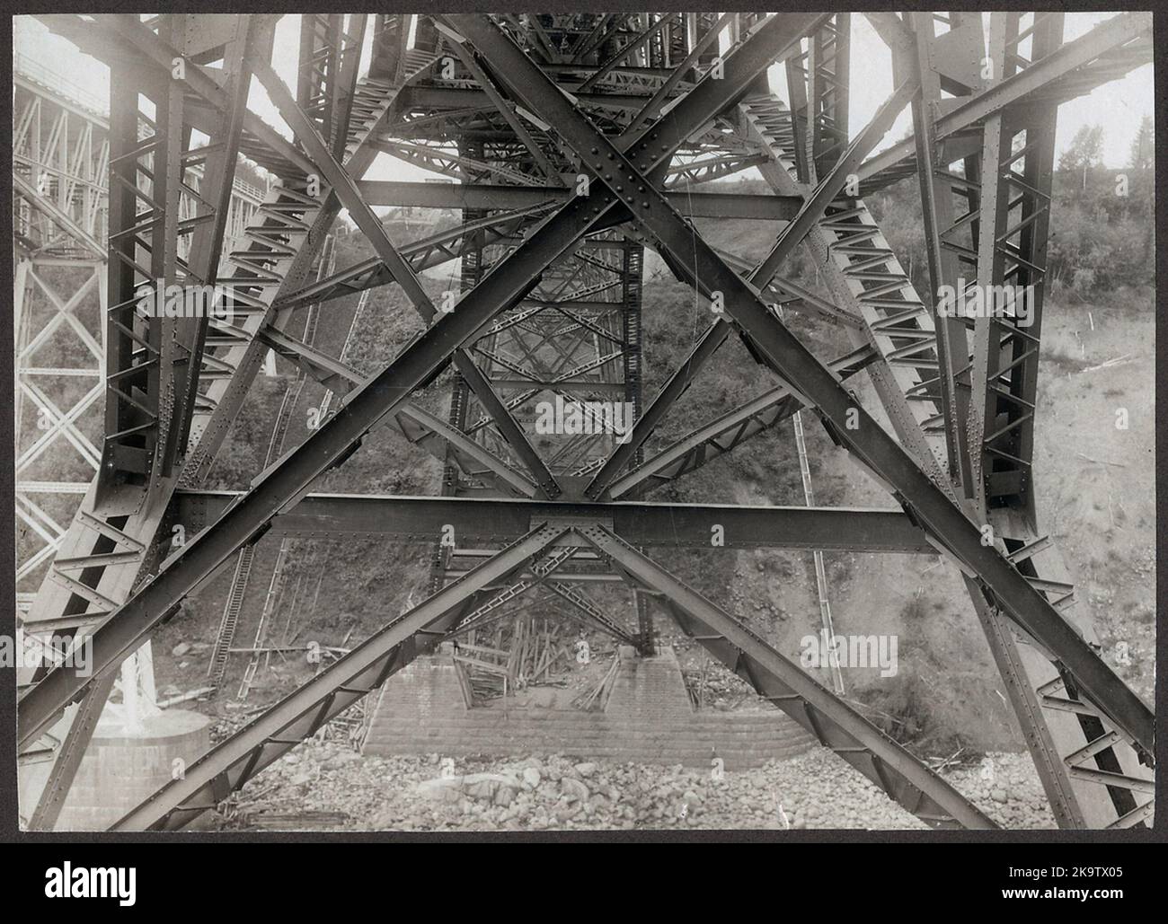 Bridge construction of the railway bridge over the Ångerman River at ...