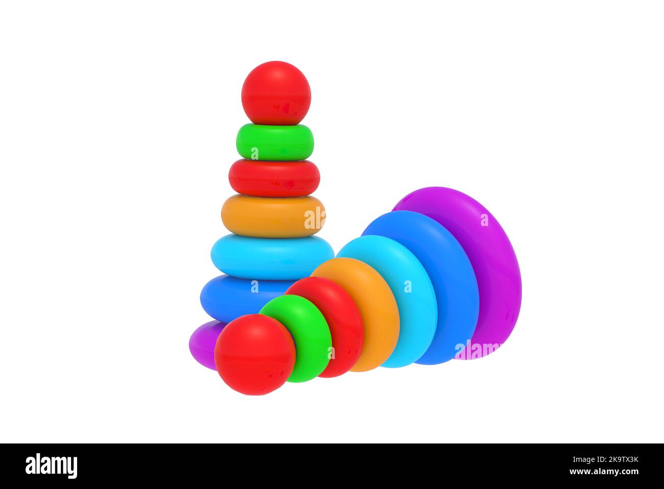 Toy pyramids isolated on white background. 3d render Stock Photo - Alamy