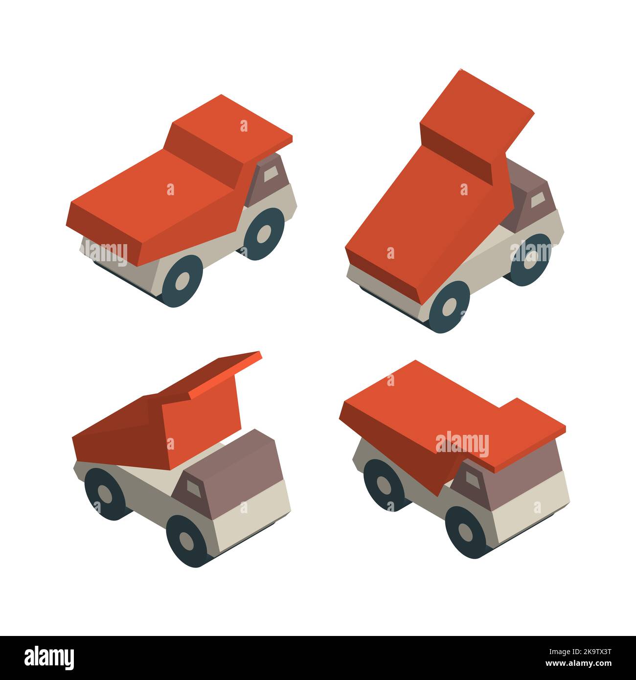 Truck With A Body In Different Projections Flat 3d Isometric Style Vector Illustration Stock