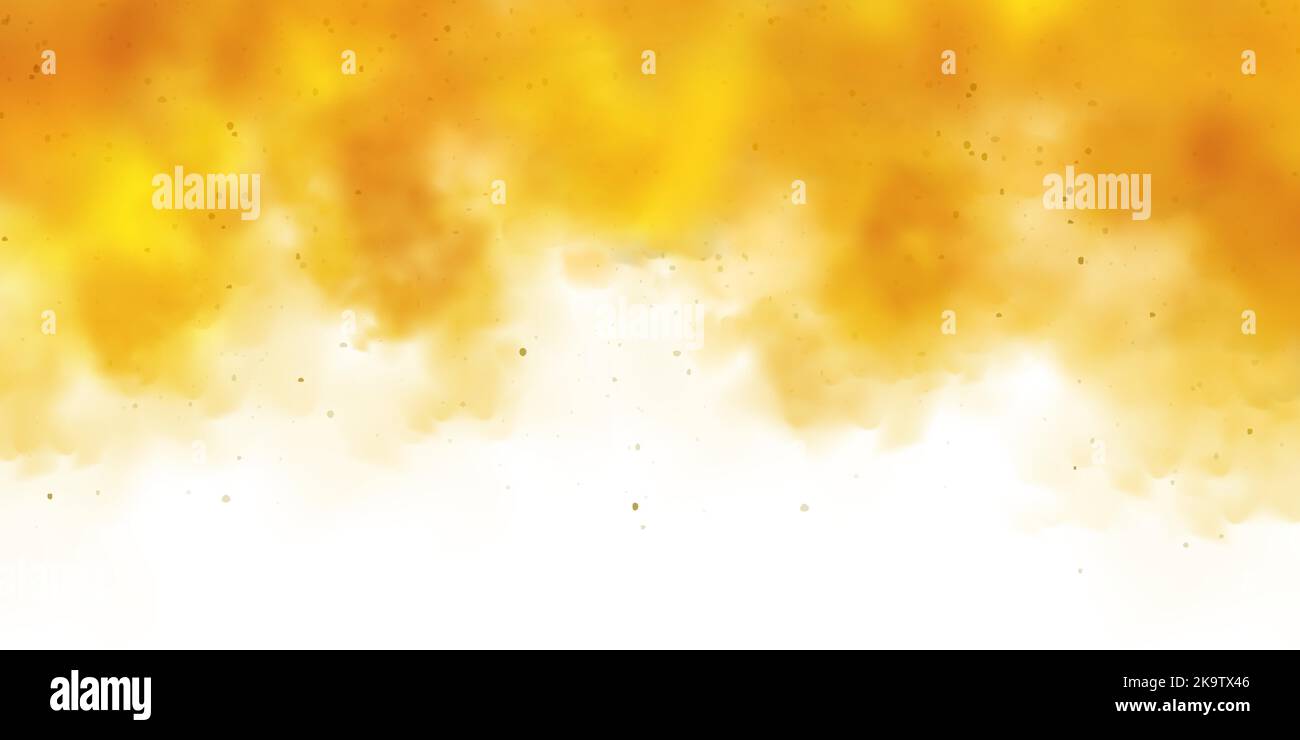 Yellow colorful smoke clouds isolated on white background, realistic ...