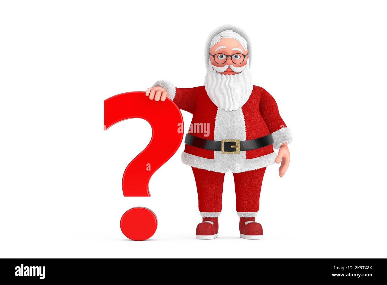 Cartoon Cheerful Santa Claus Granpa with Red Question Mark Sign on a ...