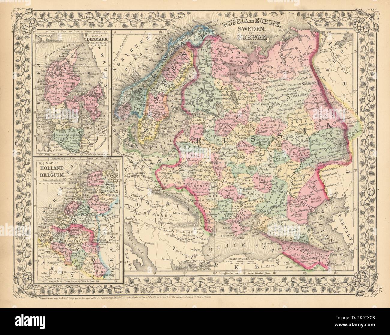 Russia in Europe, Sweden & Norway. Denmark Holland Belgium. MITCHELL ...