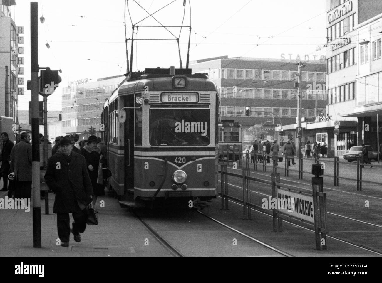 The centre of downtown Dortmund on 24. 1. 1972, Germany Stock Photo - Alamy