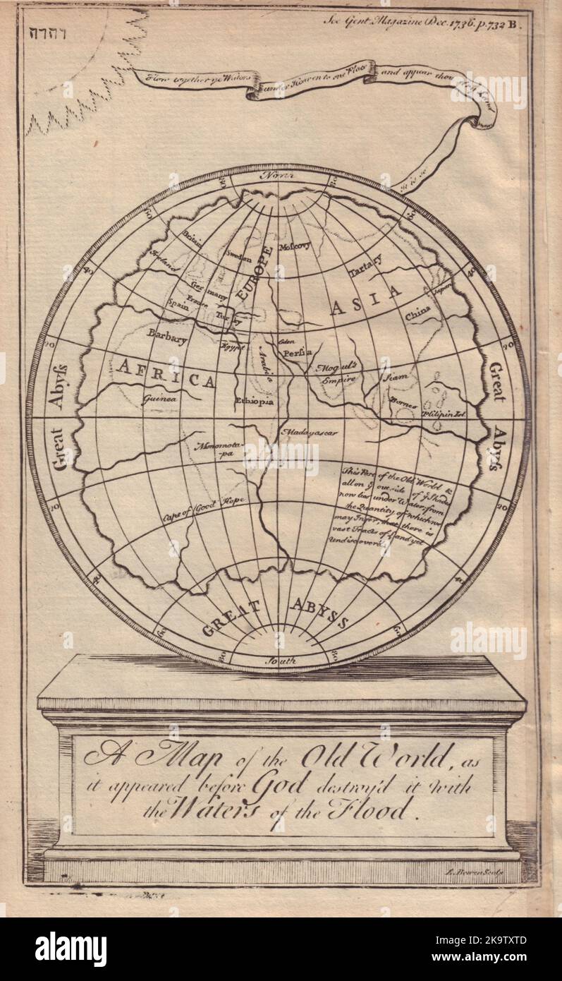 The Old World… before God destroy'd it with the… Flood. BOWEN 1736 map ...