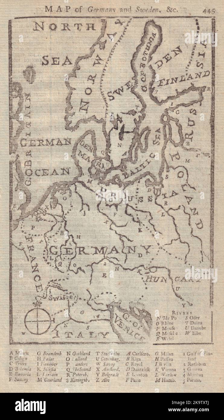 Map of Germany and Sweden, &c. GENTLEMAN'S MAGAZINE. GENTS MAG 1741 old ...