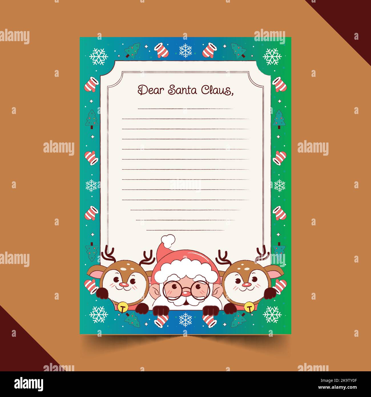 flat design santa letter template design vector design illustration ...