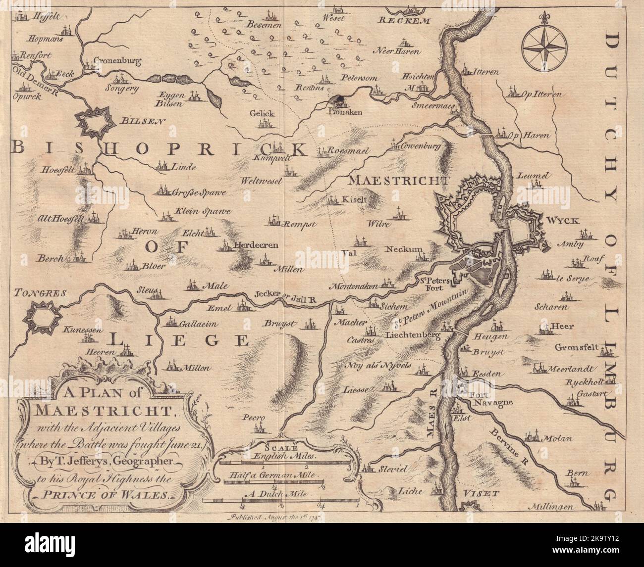 A plan of Maestricht with the adjacient villages… Maastricht. JEFFERYS ...
