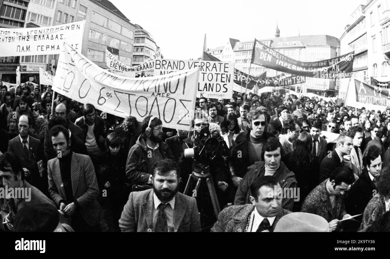 Greeks and Germans demonstrated in Bonn on 10. 3. 1973 against the ...